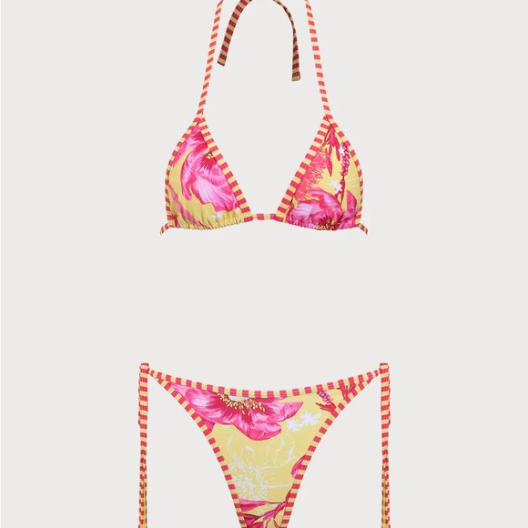 Swim | Floral Bikini Set With Pink And Yellow Design | Poshmark